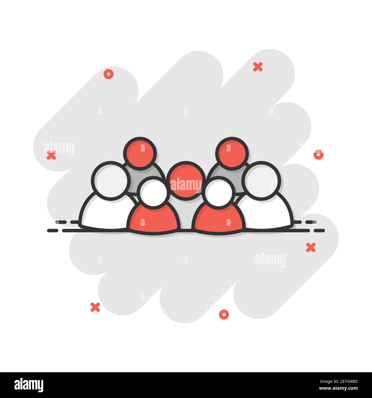 Vector cartoon group of people icon in comic style. Persons sign ...