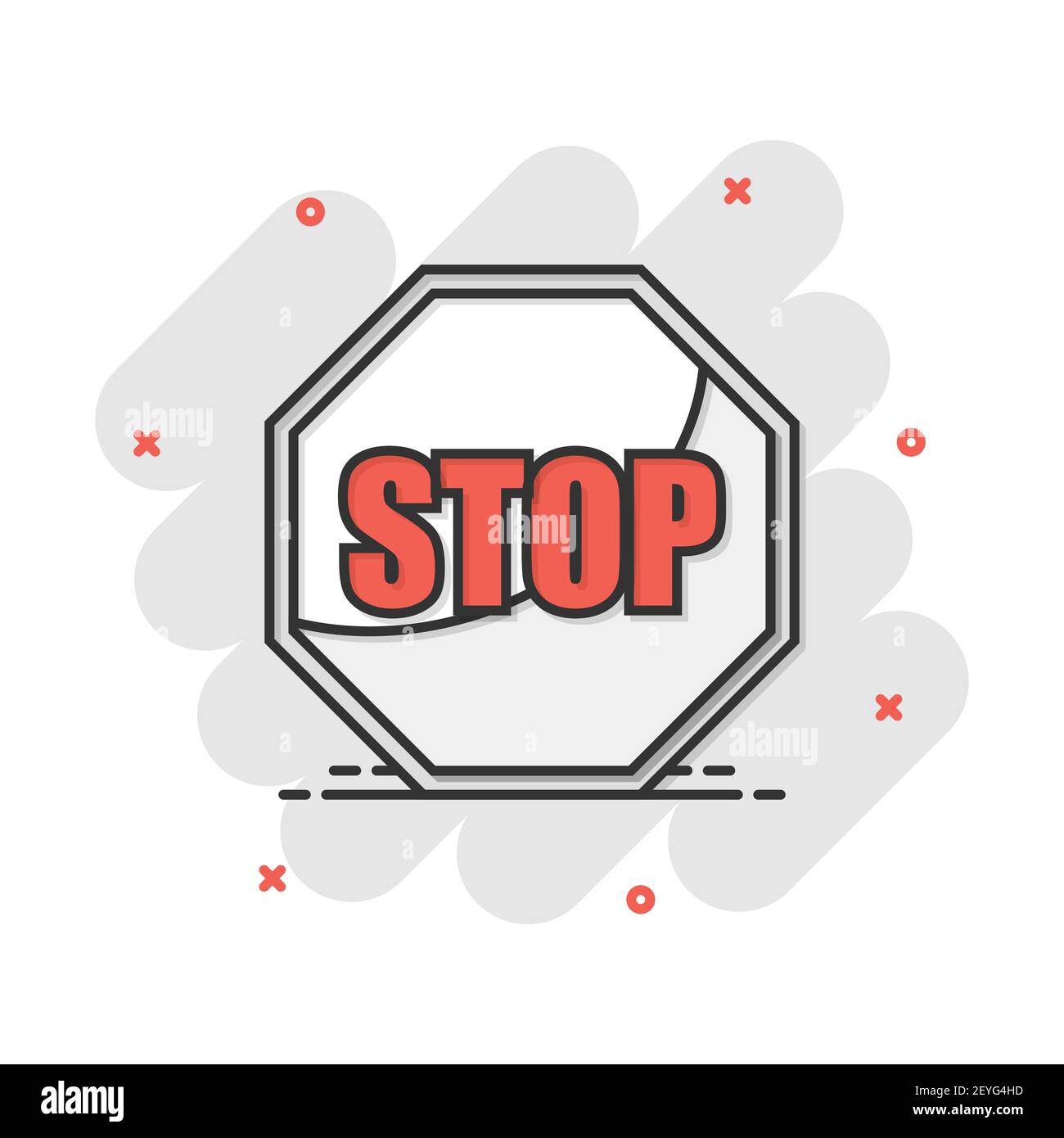 Vector cartoon red stop sign icon in comic style. Danger sign ...