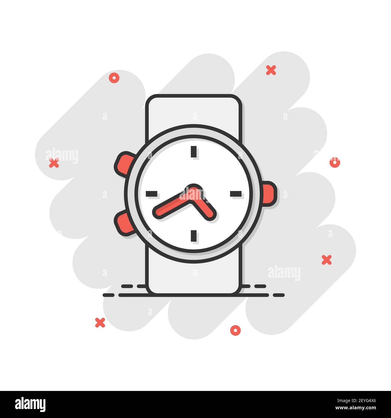 Vector cartoon watch icon in comic style. Clock sign illustration ...