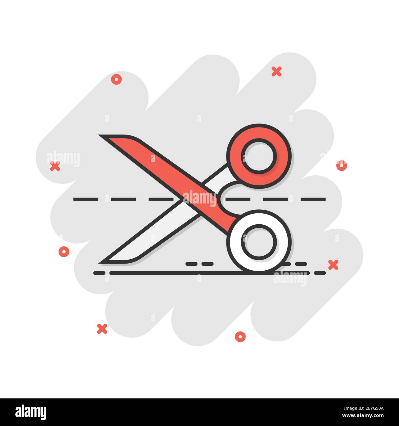Vector cartoon scissors icon in comic style. Scissor sign illustration ...