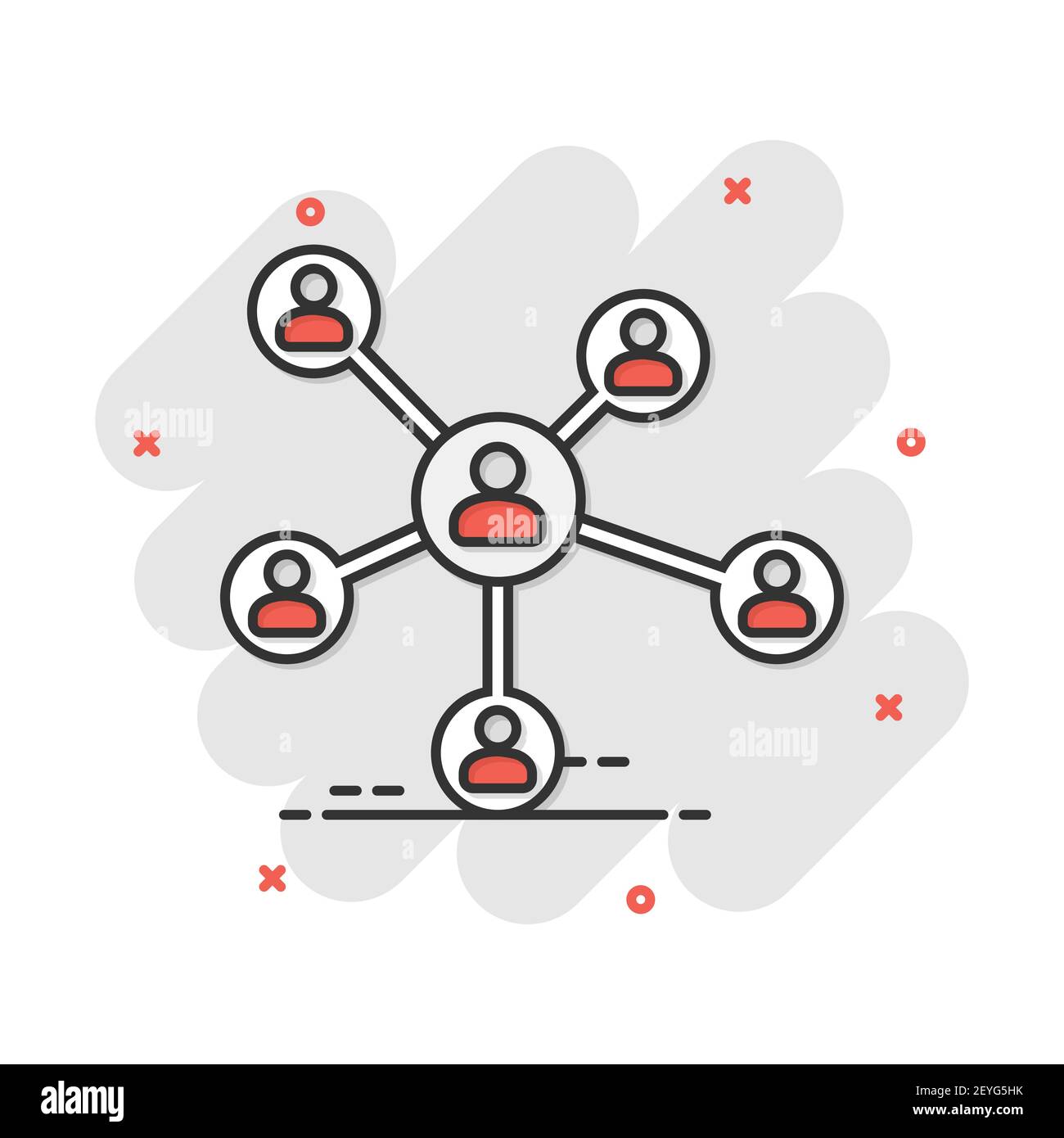 Vector cartoon social network icon in comic style. People connection ...