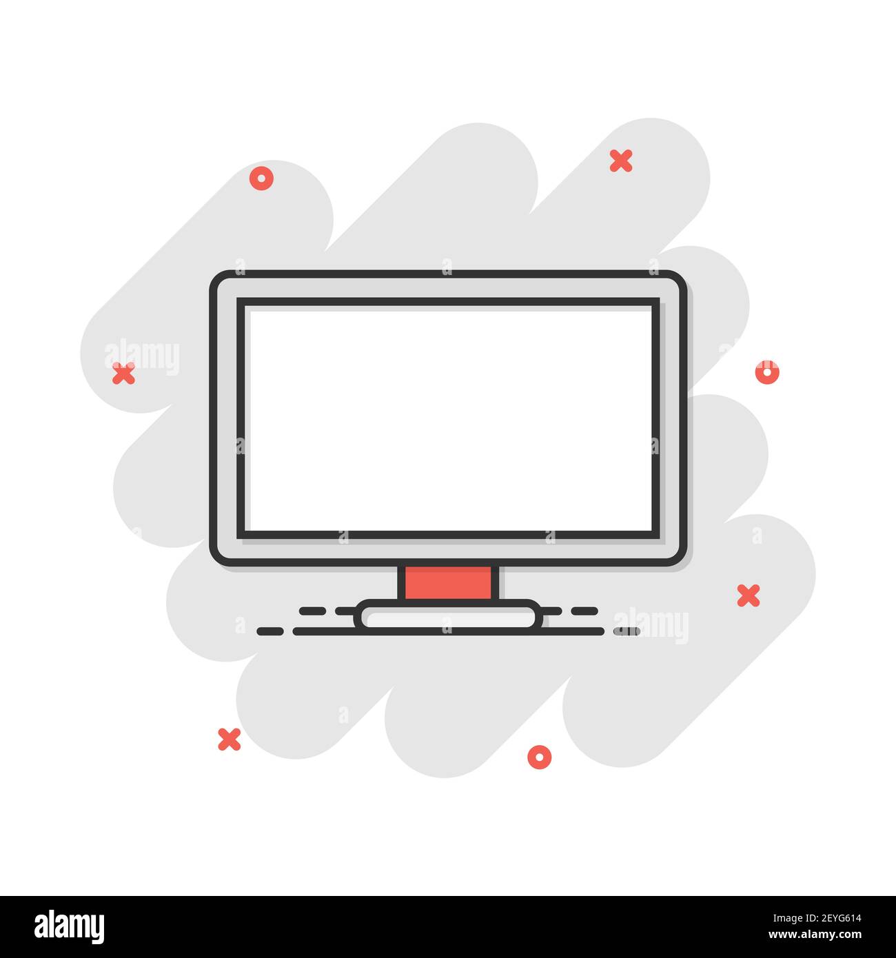 Vector cartoon computer icon in comic style. Monitor sign illustration ...
