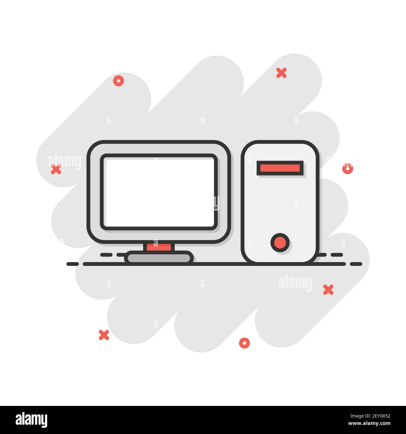 Vector cartoon computer icon in comic style. Monitor sign illustration ...