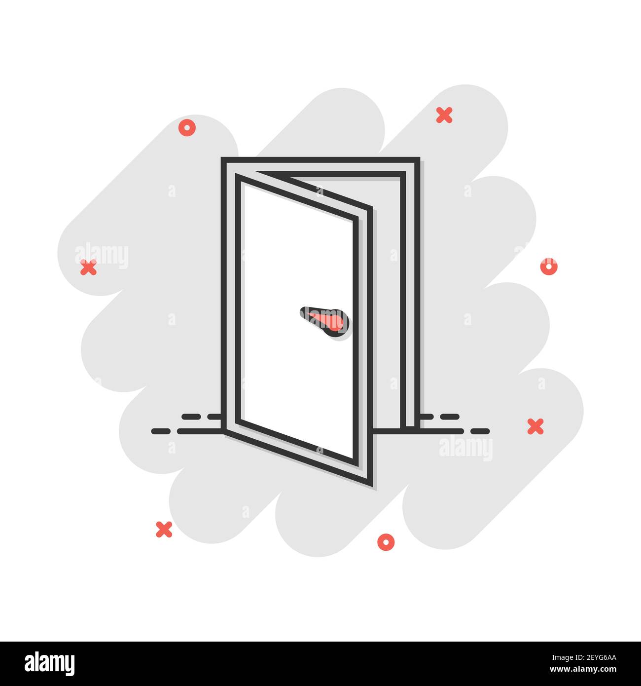 Vector cartoon door icon in comic style. Exit sign illustration ...