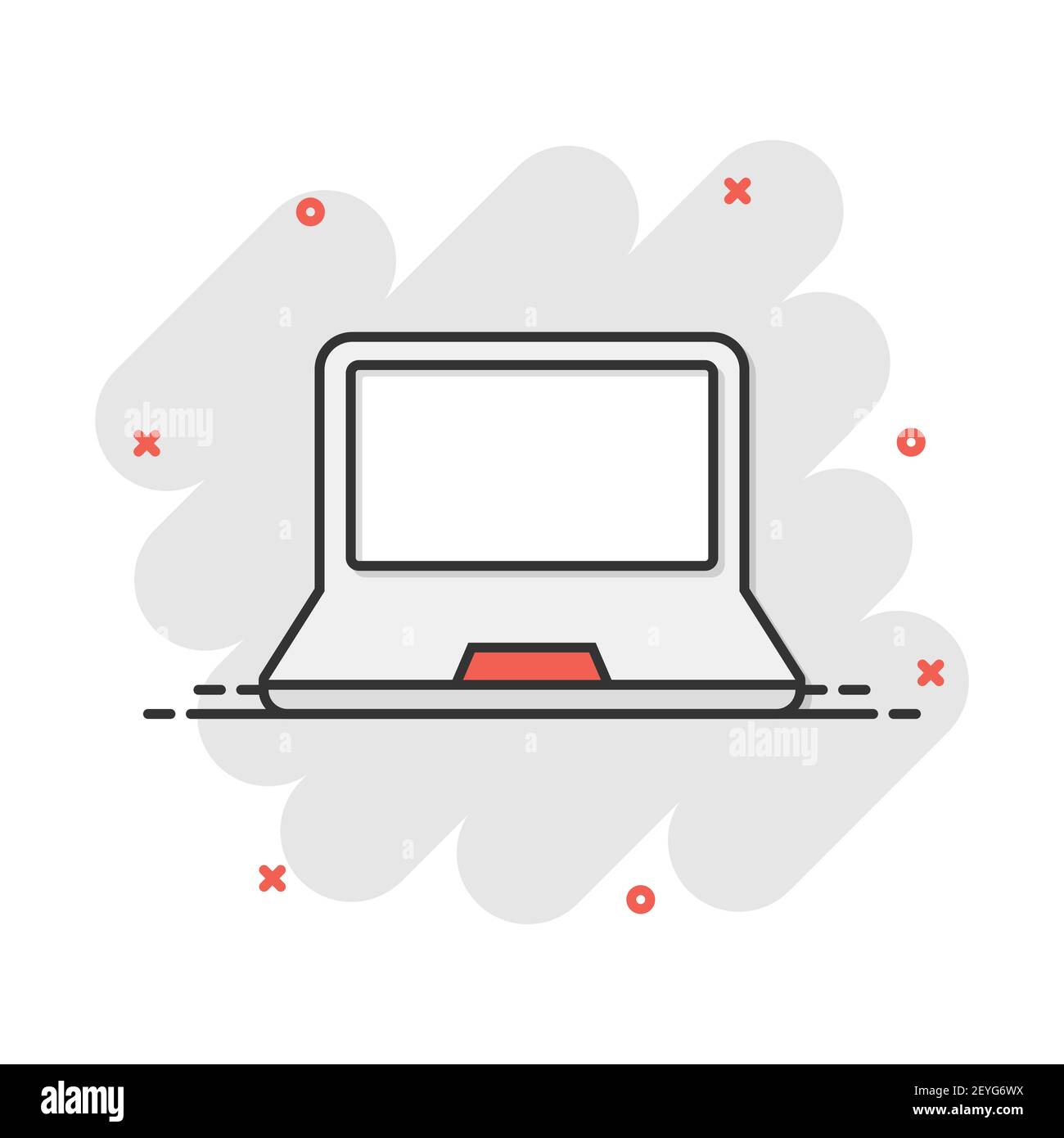 Vector cartoon laptop computer icon in comic style. Notebook sign ...