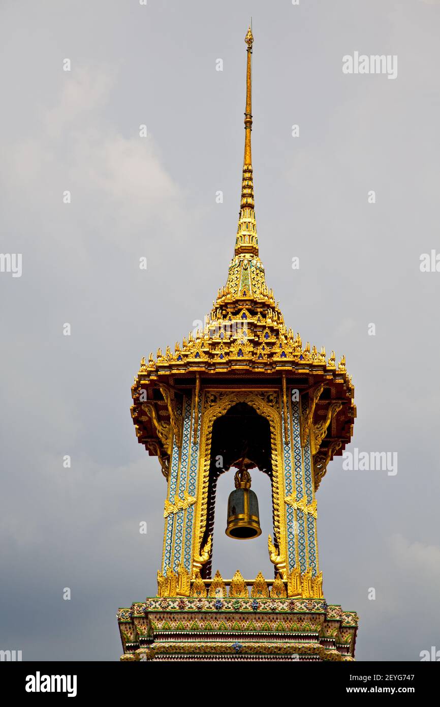 Thailand asia in bangkok rain temple abstract bell tower Stock Photo ...