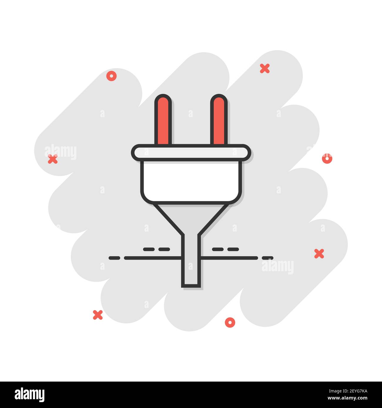 Vector cartoon electric plug icon in comic style. Power wire cable sign ...