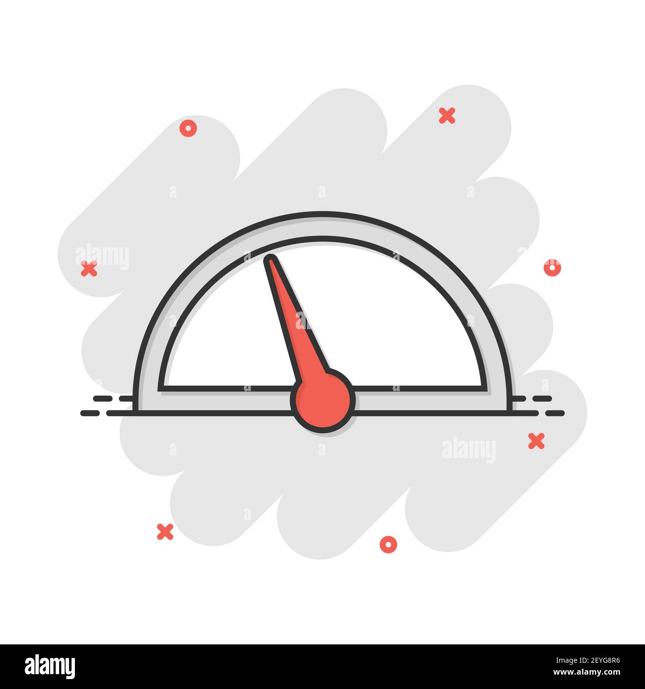 Vector cartoon dashboard icon in comic style. Level meter sign ...