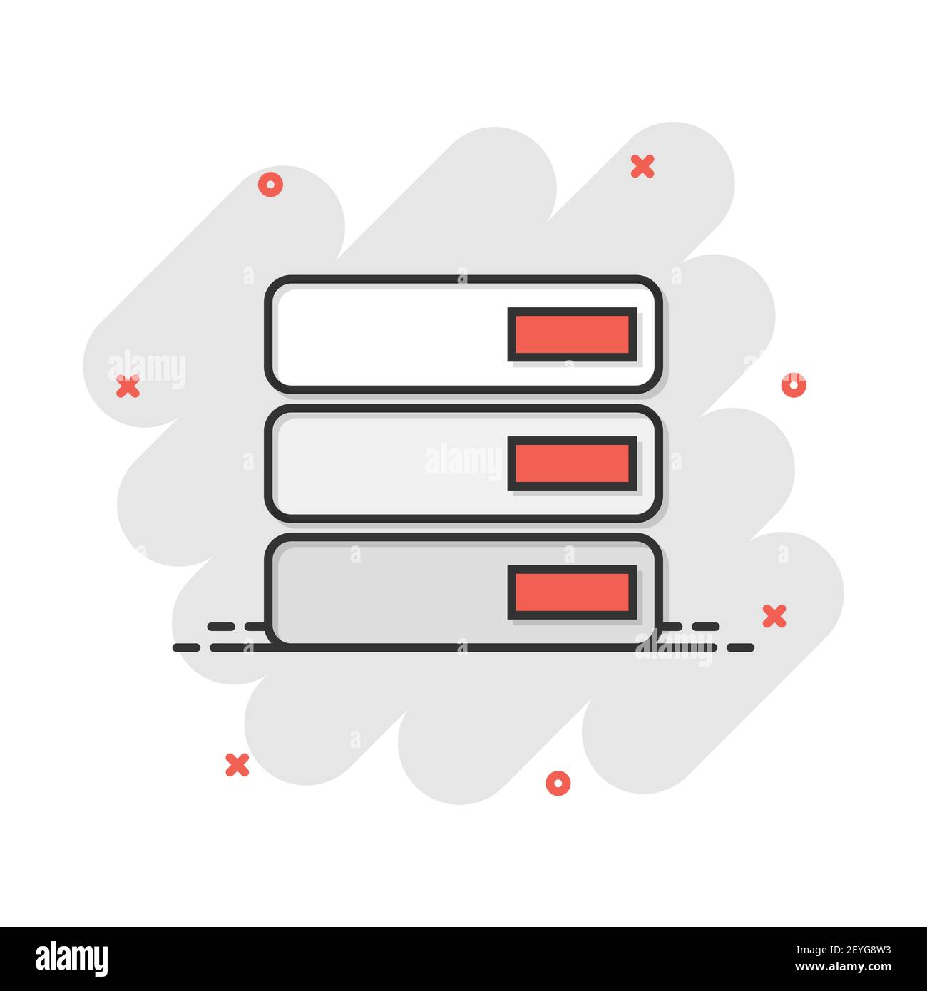 Vector cartoon database, server icon in comic style. Storage sign ...