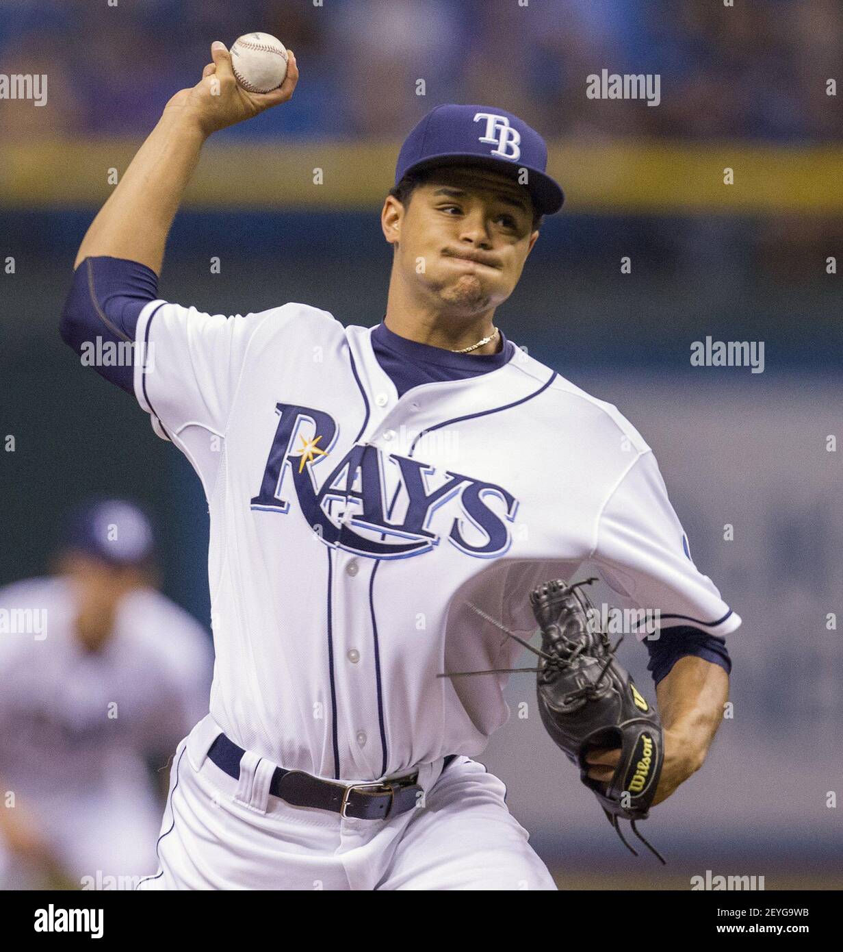 Chris Archer of the Tampa Bay Rays delivers a pitch during the first ...