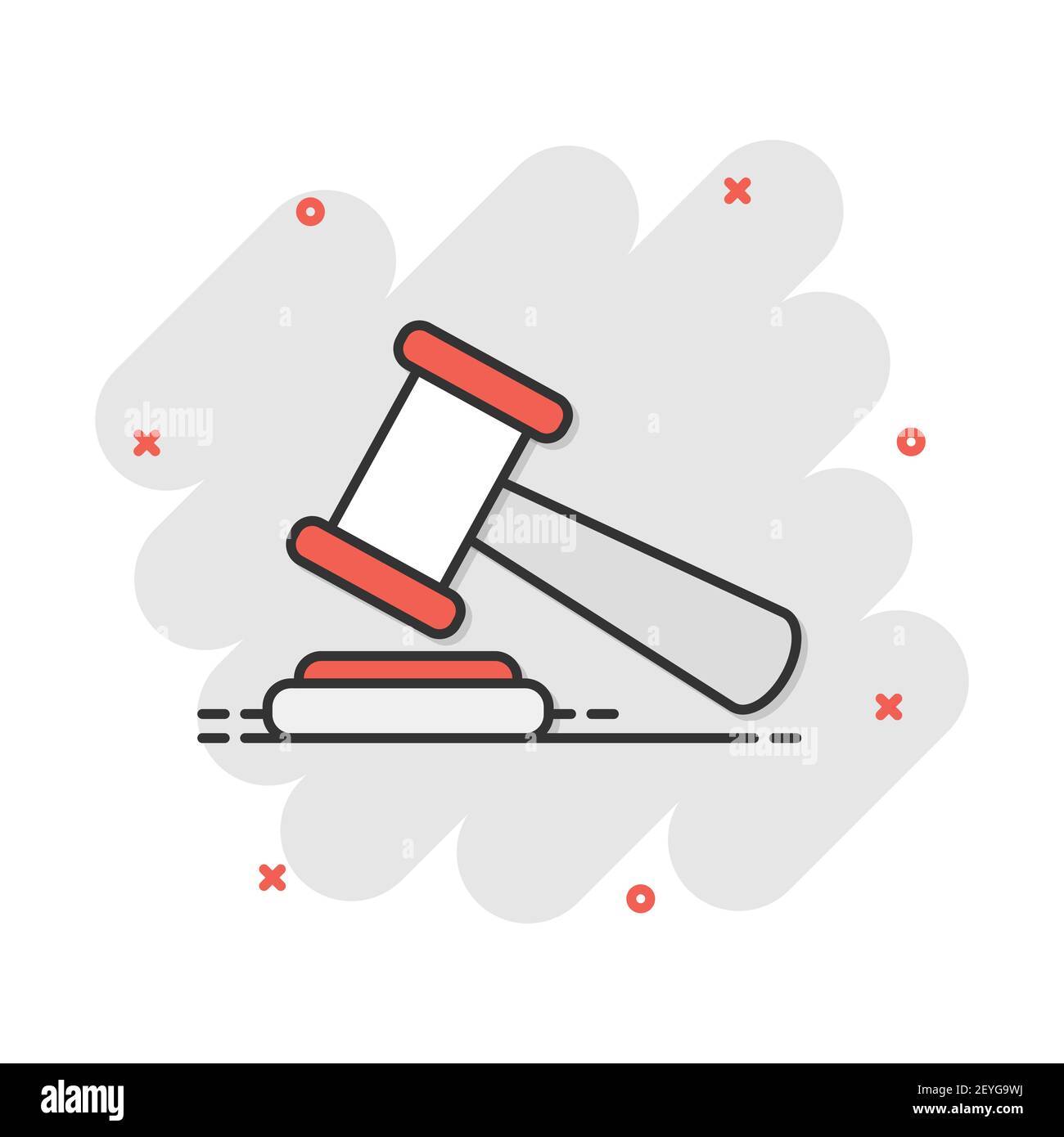 Vector cartoon auction hammer icon in comic style. Court tribunal sign ...