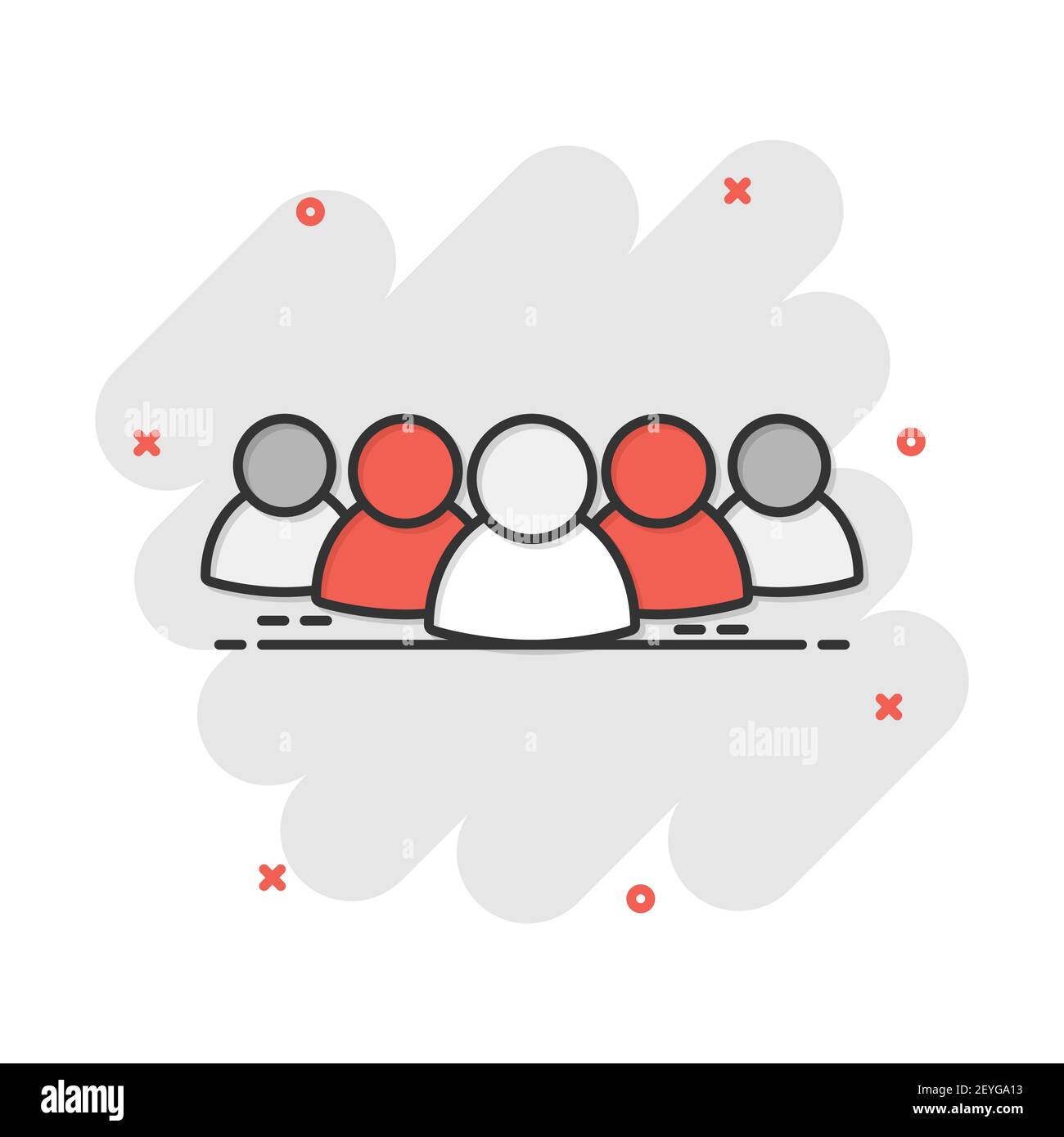 Vector cartoon group of people icon in comic style. Persons sign ...