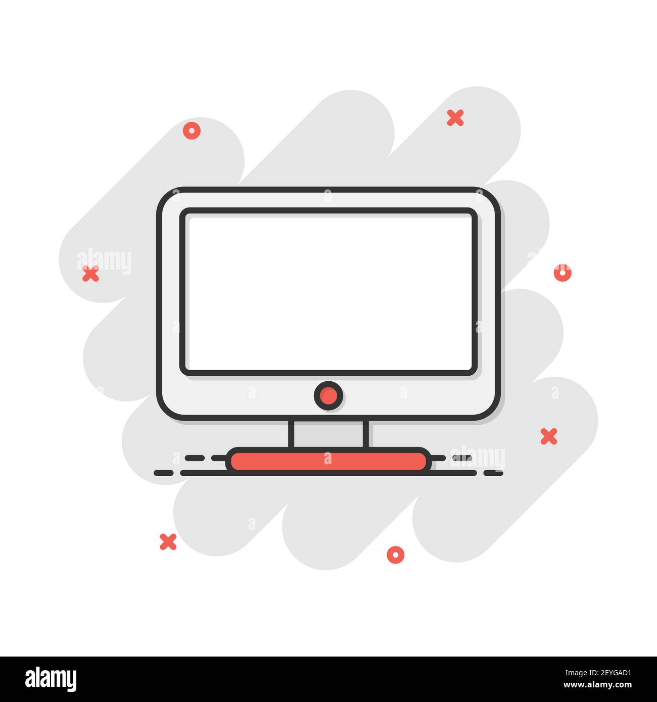 Vector cartoon computer icon in comic style. Monitor sign illustration ...