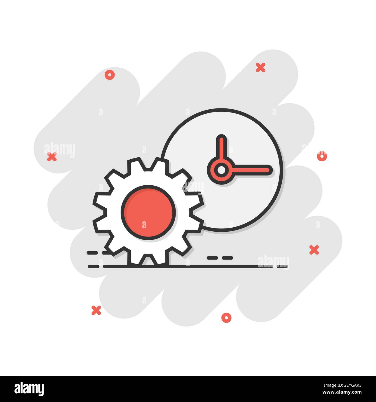 Vector cartoon clock icon in comic style. Project management sign ...