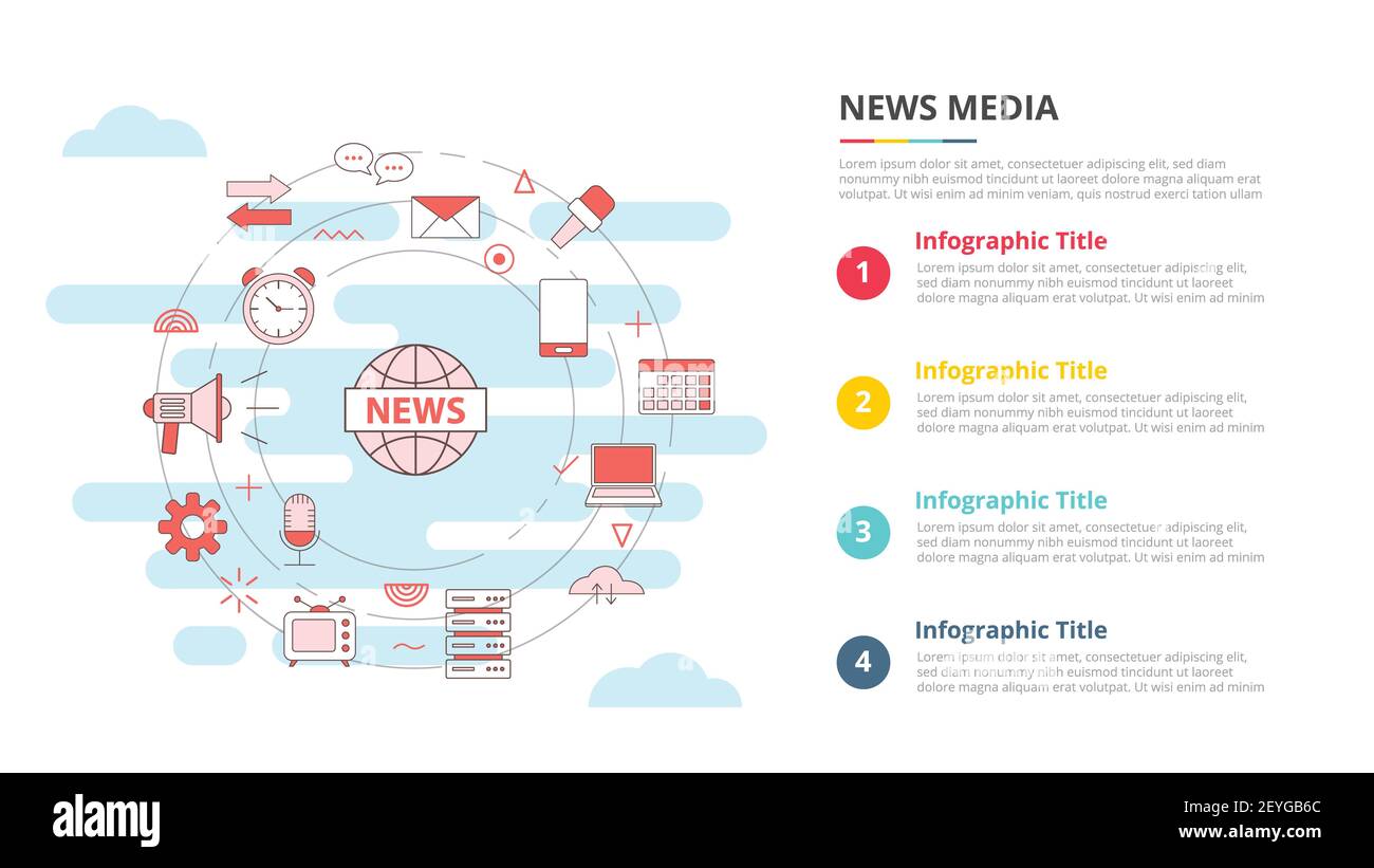 news media concept for infographic template banner with four point list ...