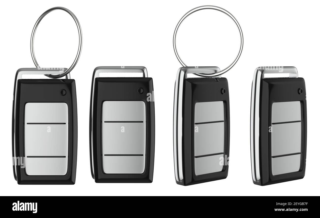 3d rendering set of car keys or car remote control on white background ...