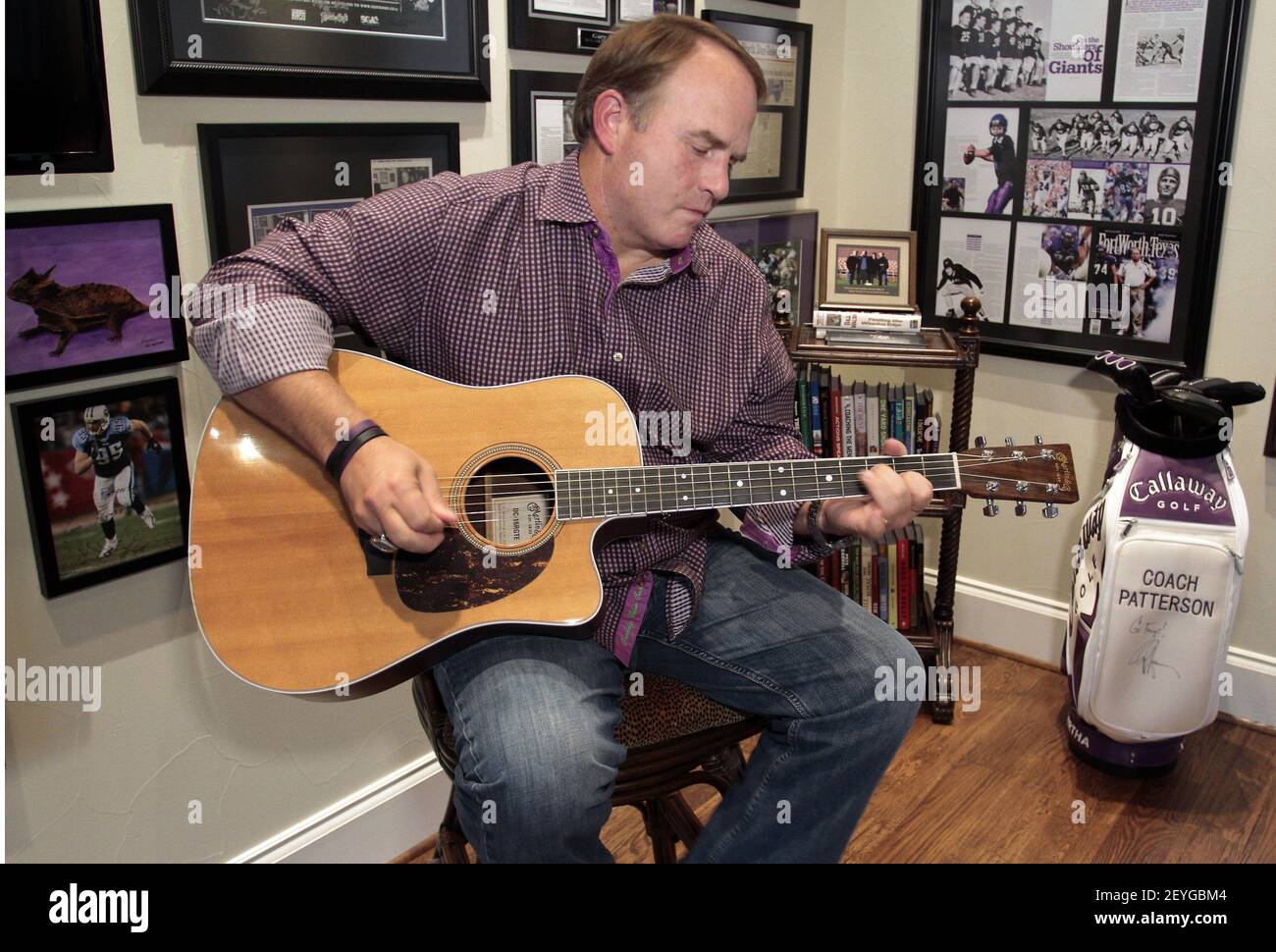 Texas Christian University head football coach Gary Patterson plays his ...