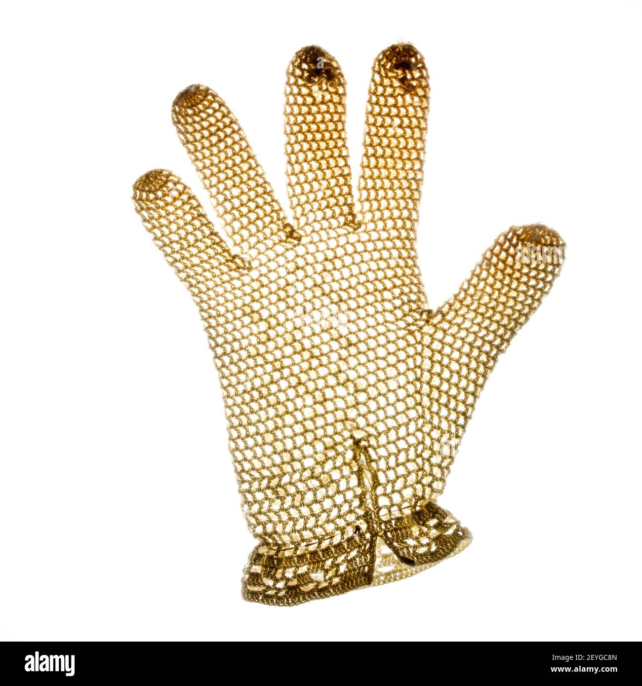 Decorative lace glove display on a white background highlighting ...