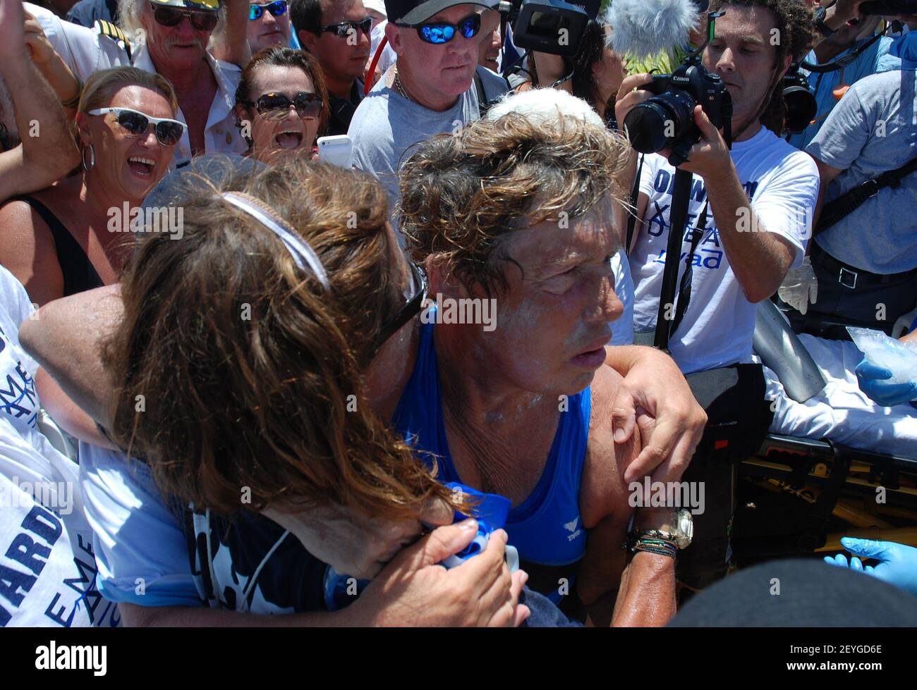 Diana Nyad told the crowd to "never give up" after she finished her ...