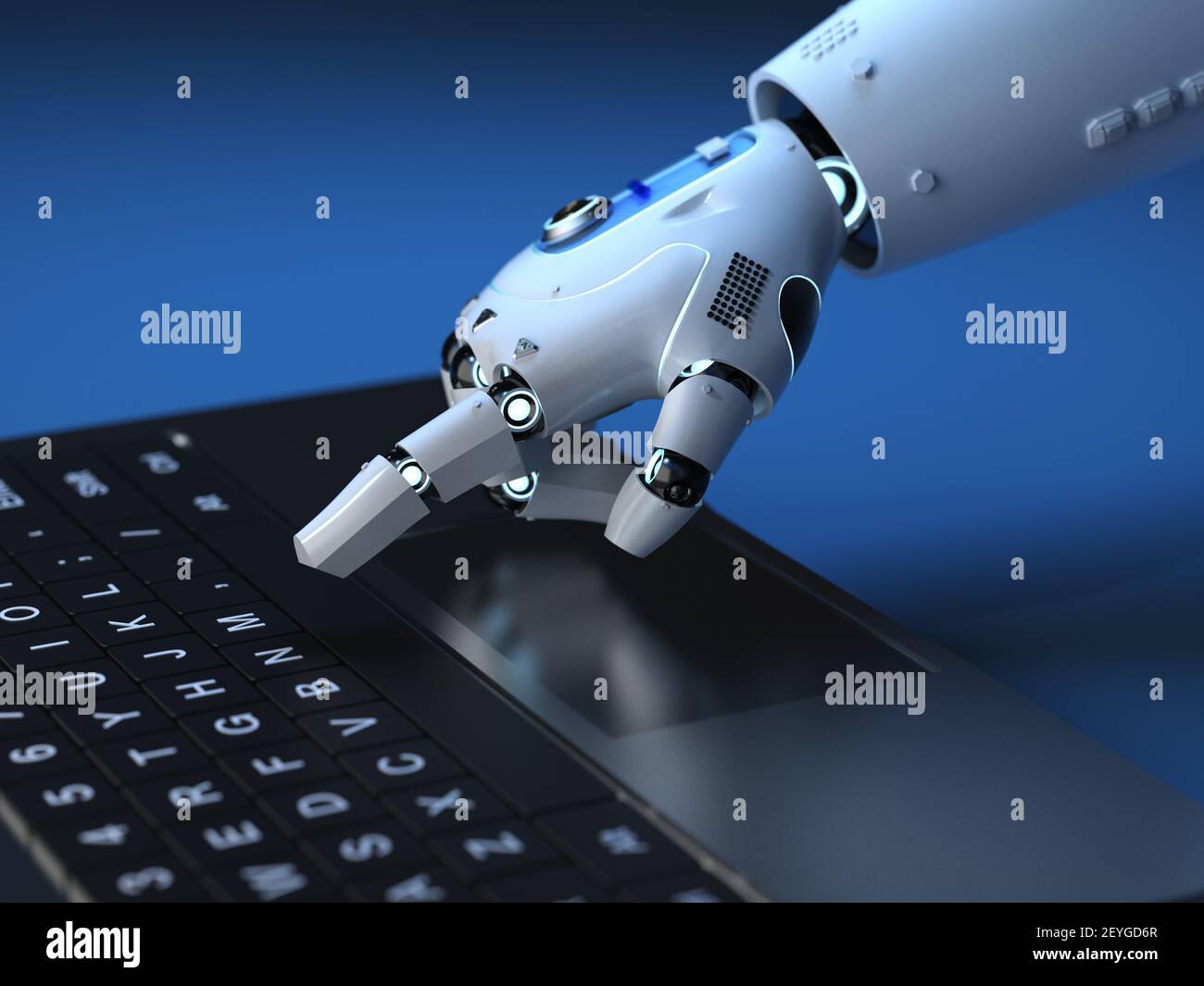3d rendering robot hand working with computer keyboard Stock Photo - Alamy