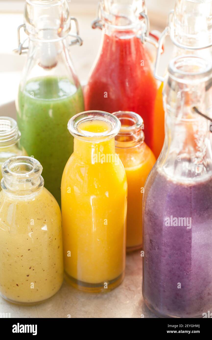 Various colorful smoothie Stock Photo - Alamy