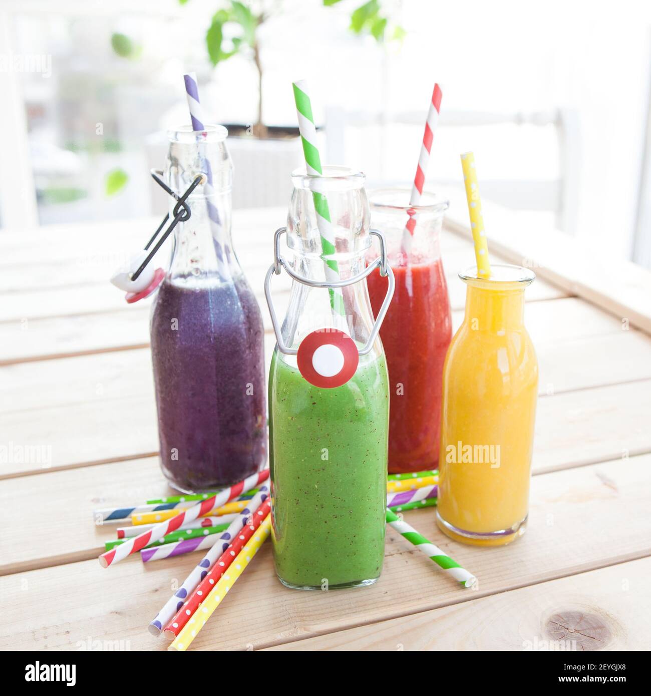 Various colorful smoothie Stock Photo - Alamy