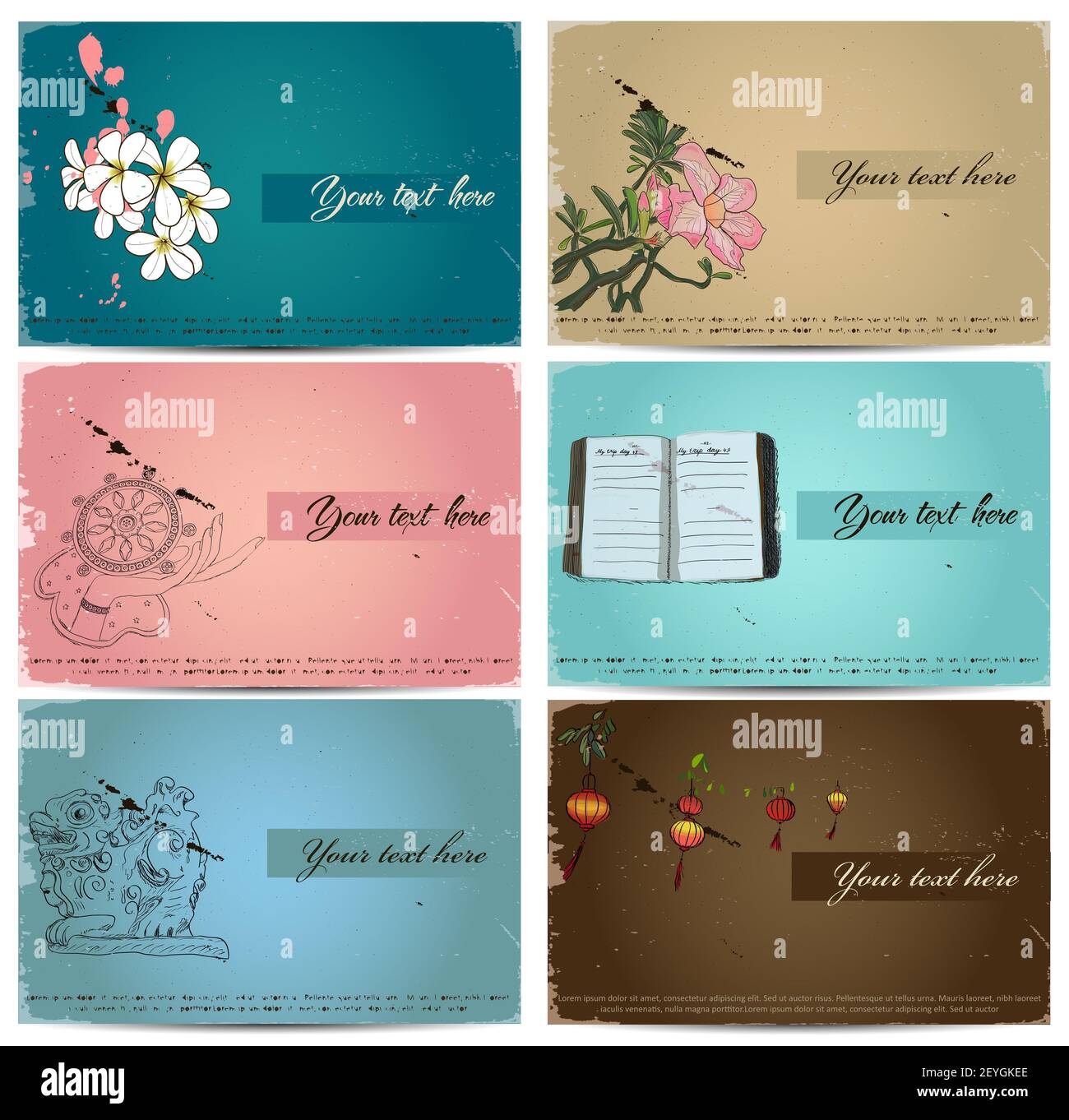 Vintage business cards set Stock Photo - Alamy