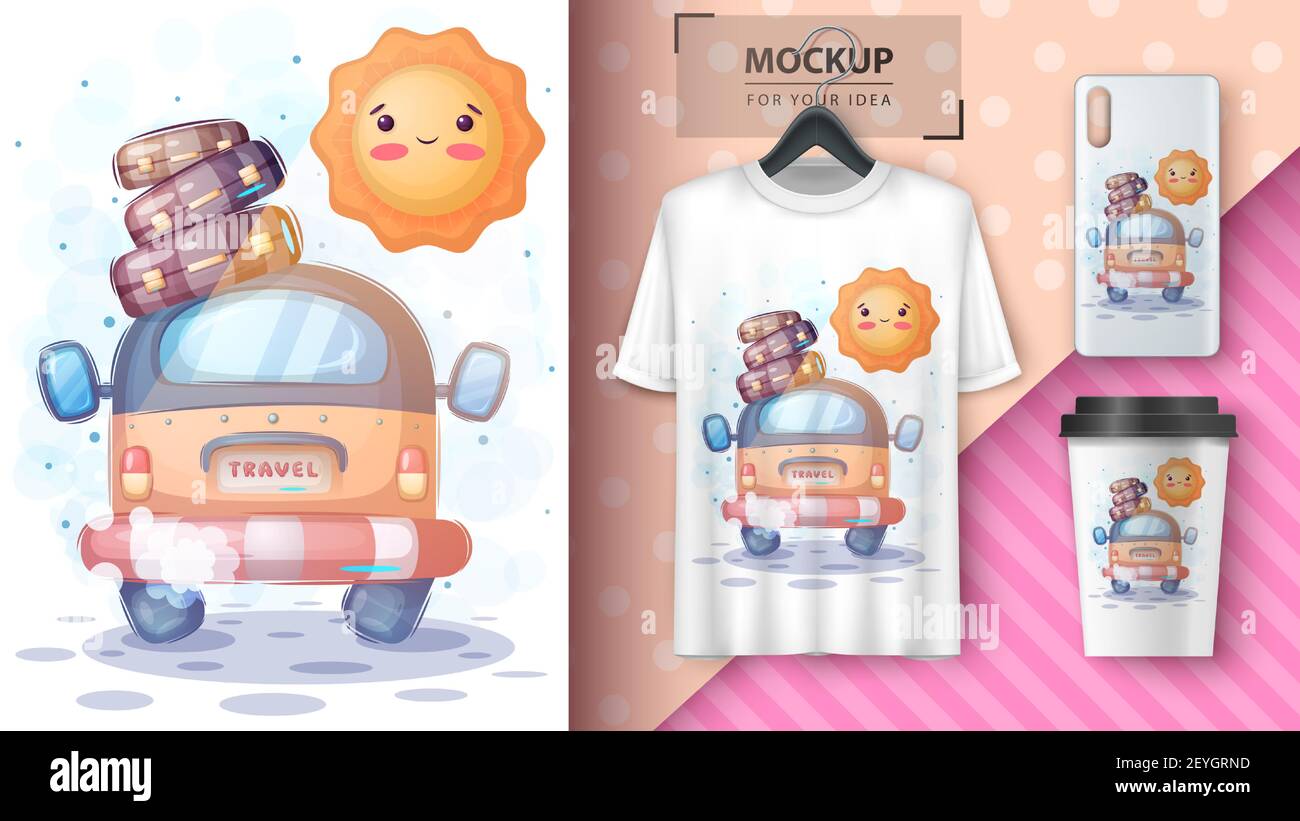 Cute travel with sun poster and merchandising Stock Vector Image & Art ...