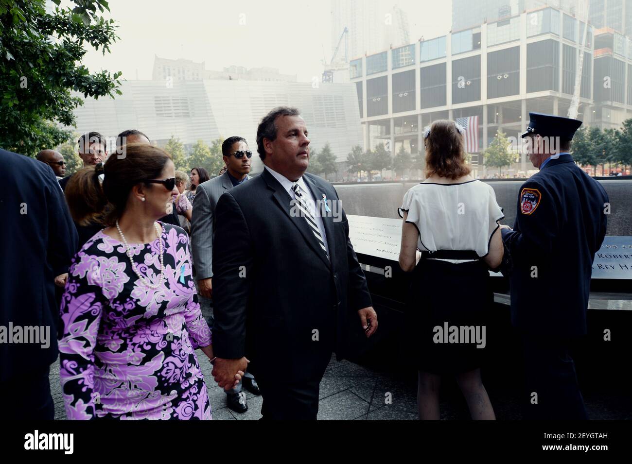 New Jersey Governor Chris Christie (C) with wife Mary Pat Foster (L) at ...