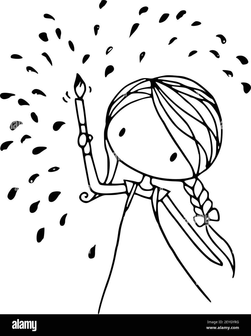 Vector Black And White Cartoon Girl Drawing Stock Vector Image And Art 4408