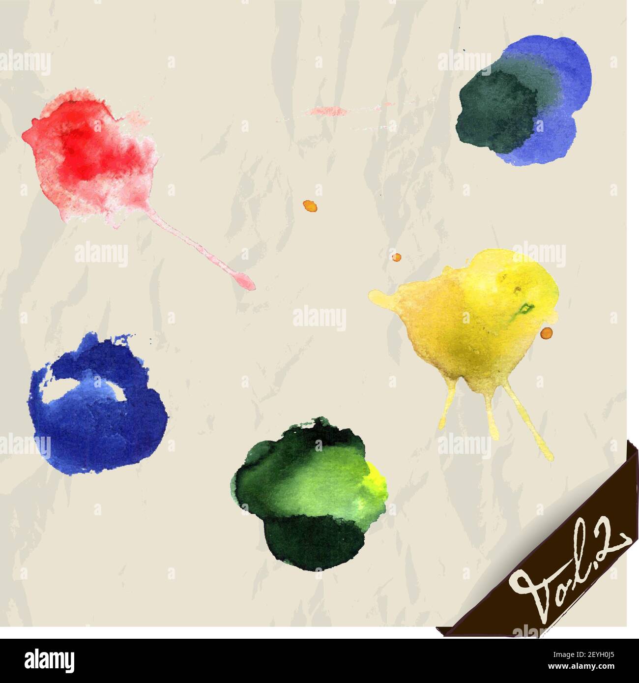 Hand drawn watercolor splashes set Stock Photo - Alamy