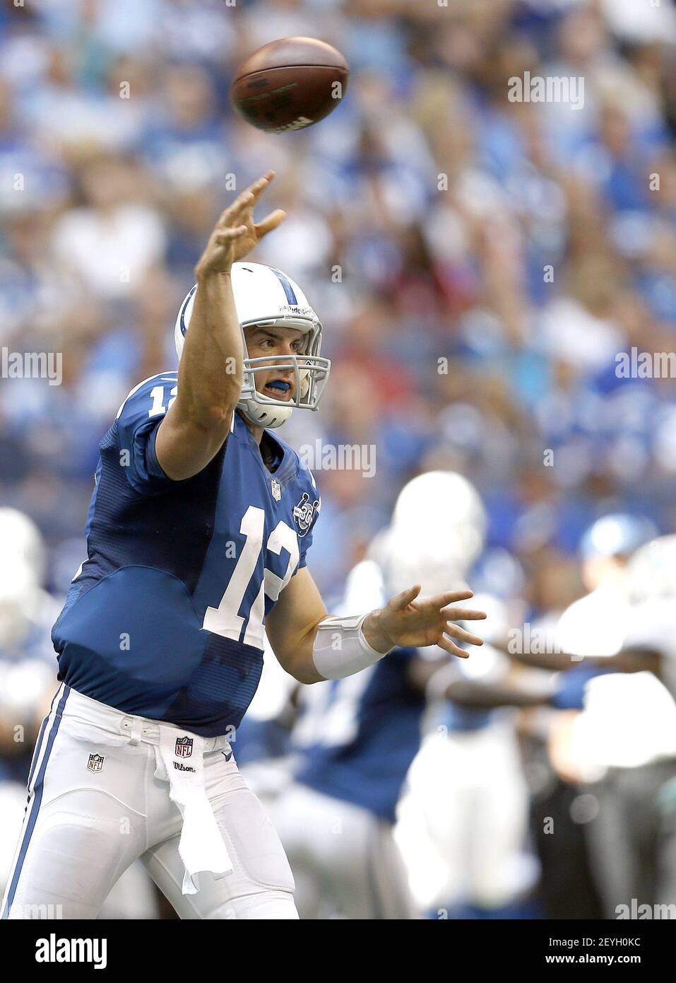 Indianapolis Colts quarterback Andrew Luck (12) throws for a first down ...