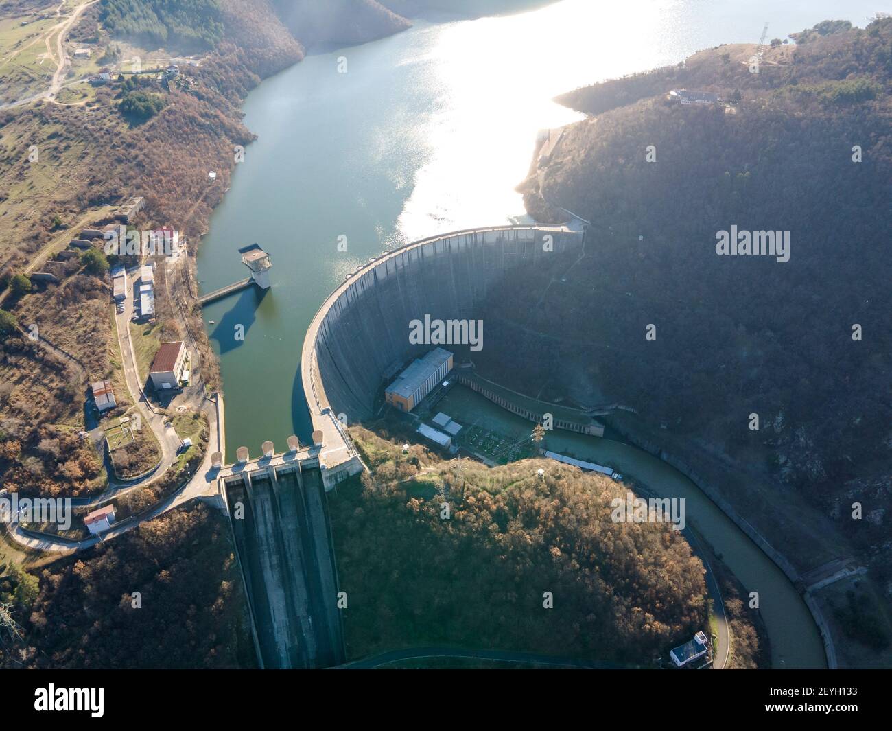 Amazing Aerial view of Kardzhali Reservoir, Bulgaria Stock Photo - Alamy
