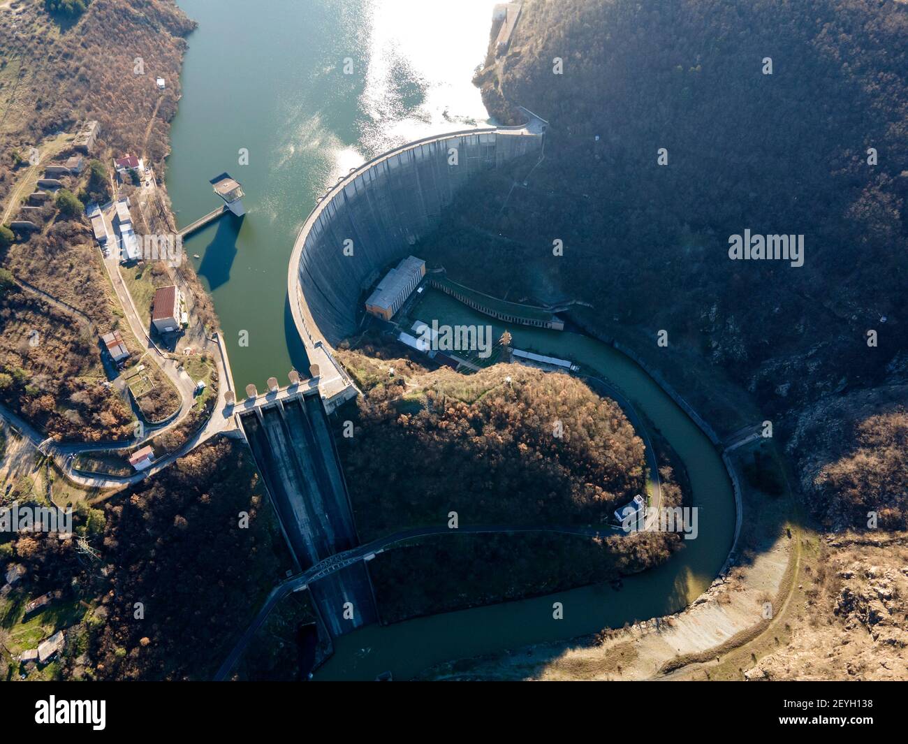 Amazing Aerial view of Kardzhali Reservoir, Bulgaria Stock Photo - Alamy