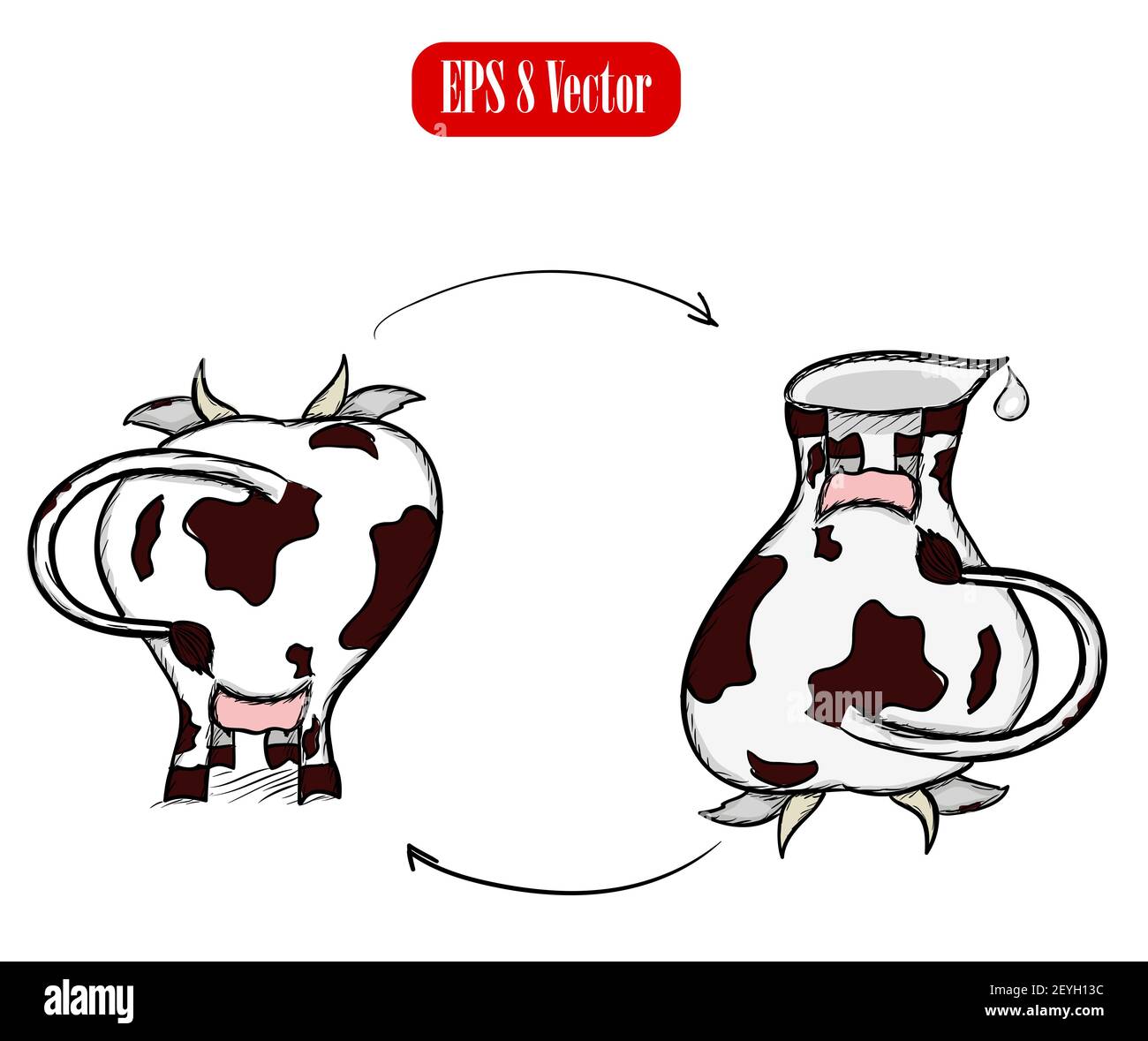 Hand drawn milk jug Cut Out Stock Images & Pictures - Alamy