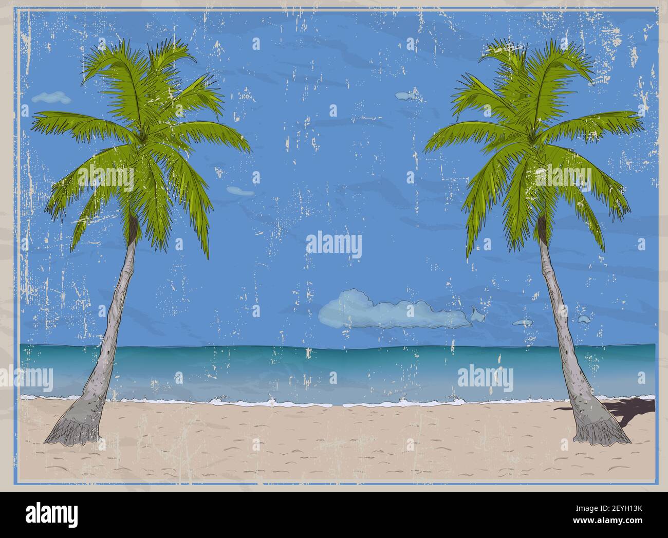 Retro poster with sea paradise Stock Photo - Alamy
