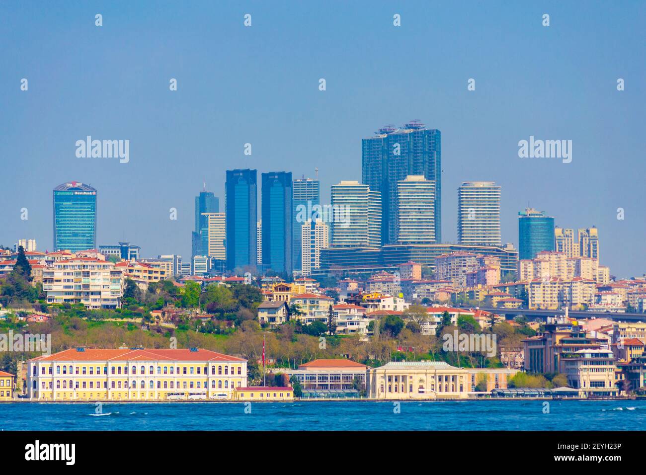 Scenic view of Istanbul city seen from the Bosporus or Bosphorus- the ...