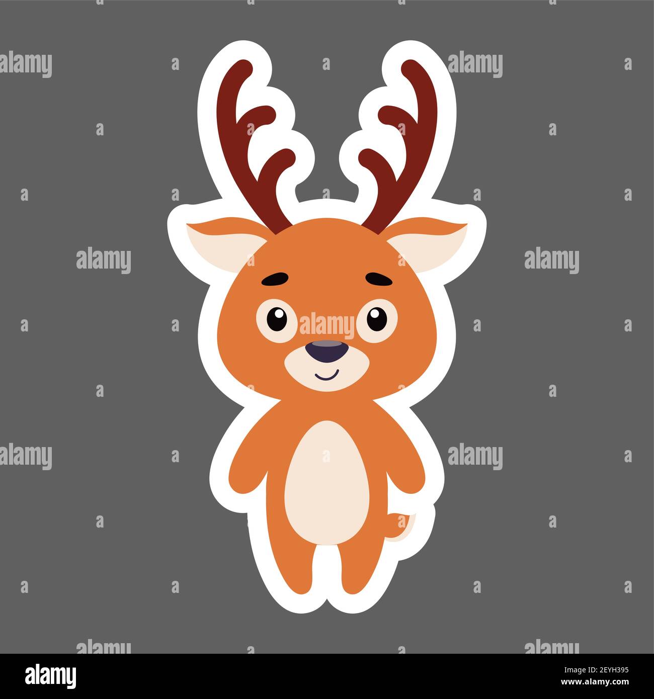 Cute little baby deer sticker. Cartoon animal character for kids cards ...