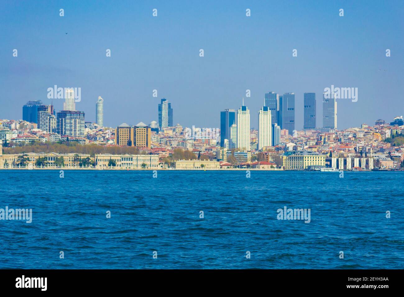 Scenic view of Istanbul city seen from the Bosporus or Bosphorus- the ...