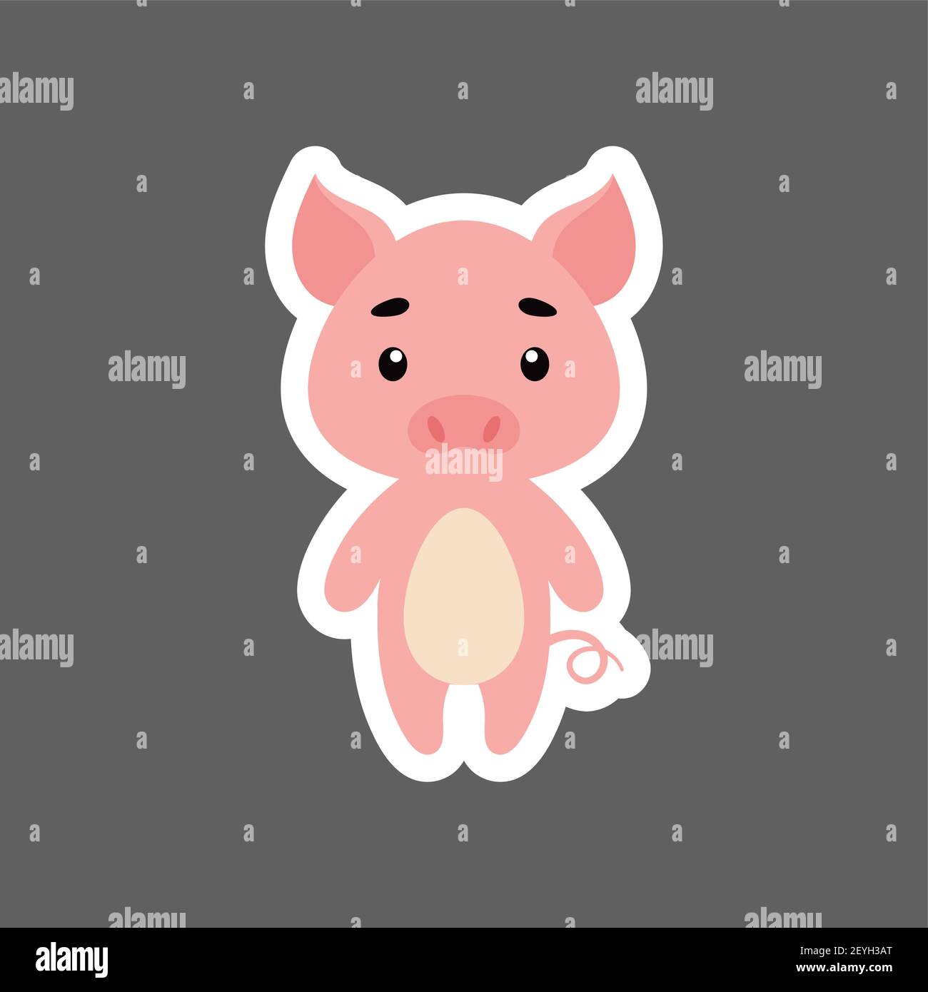 Cute little baby pig sticker. Cartoon animal character for kids cards ...