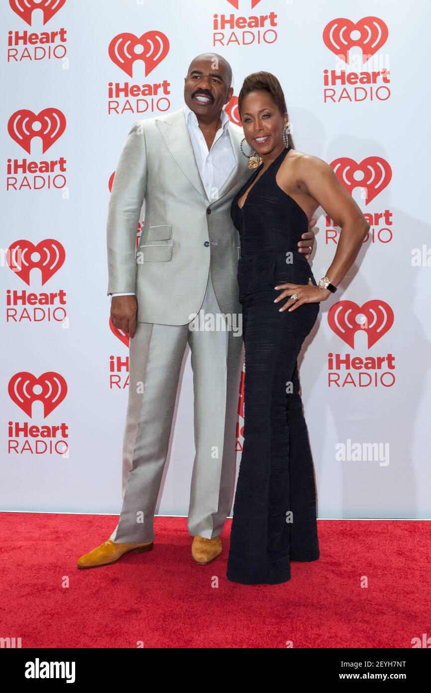 (L-R) Steve Harvey and Marjorie Bridges at IHeart Music Festival inside ...
