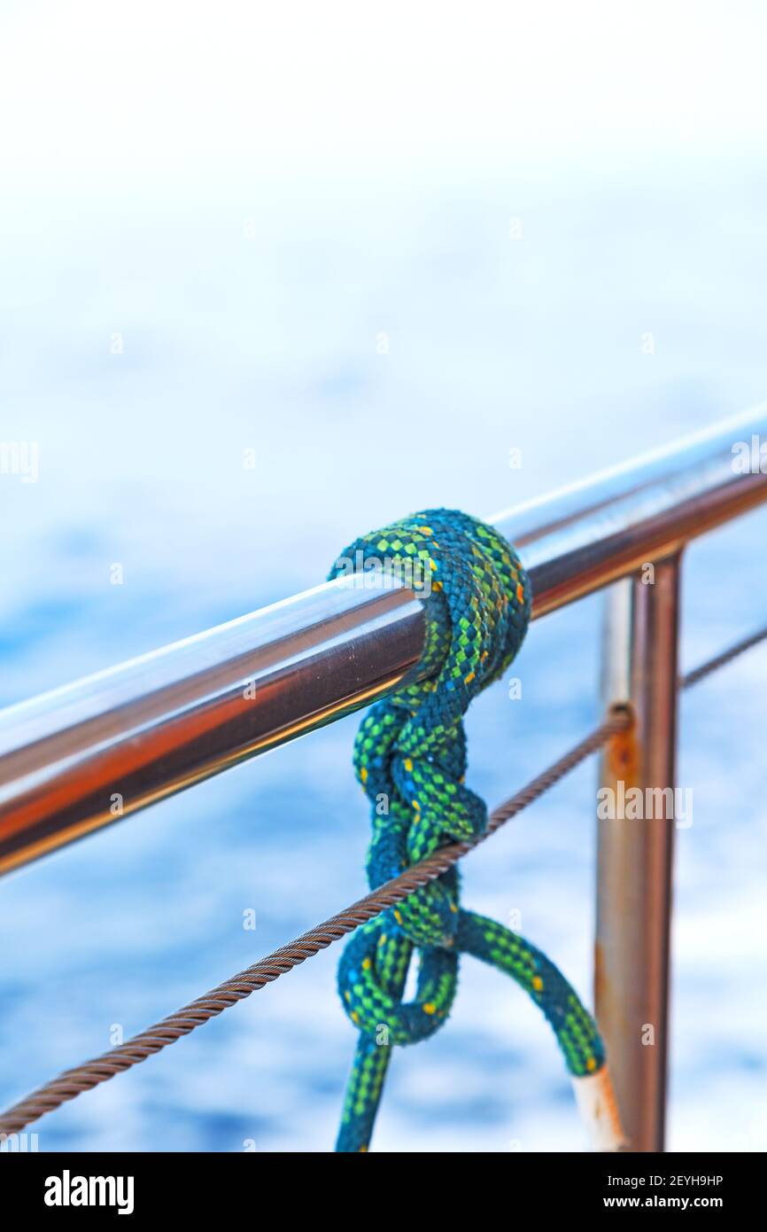 Safety rope and the mediterranean sea Stock Photo - Alamy