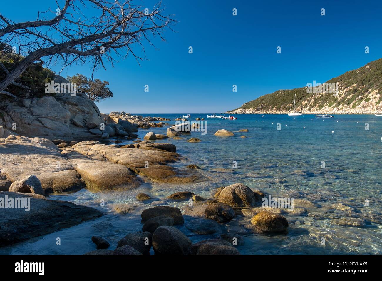 Summer day at Cala Pira, a beautiful bay in the south-east of Sardegna ...