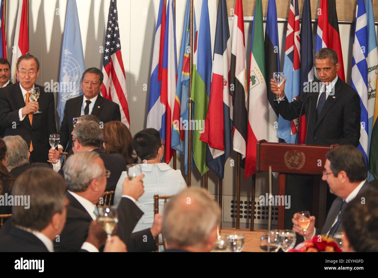 September 24, 2013 - New York, NY - President Barack Obama joins in a ...