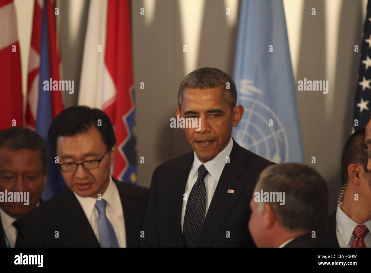 September 24, 2013 - New York, NY - President Barack Obama joins in a ...