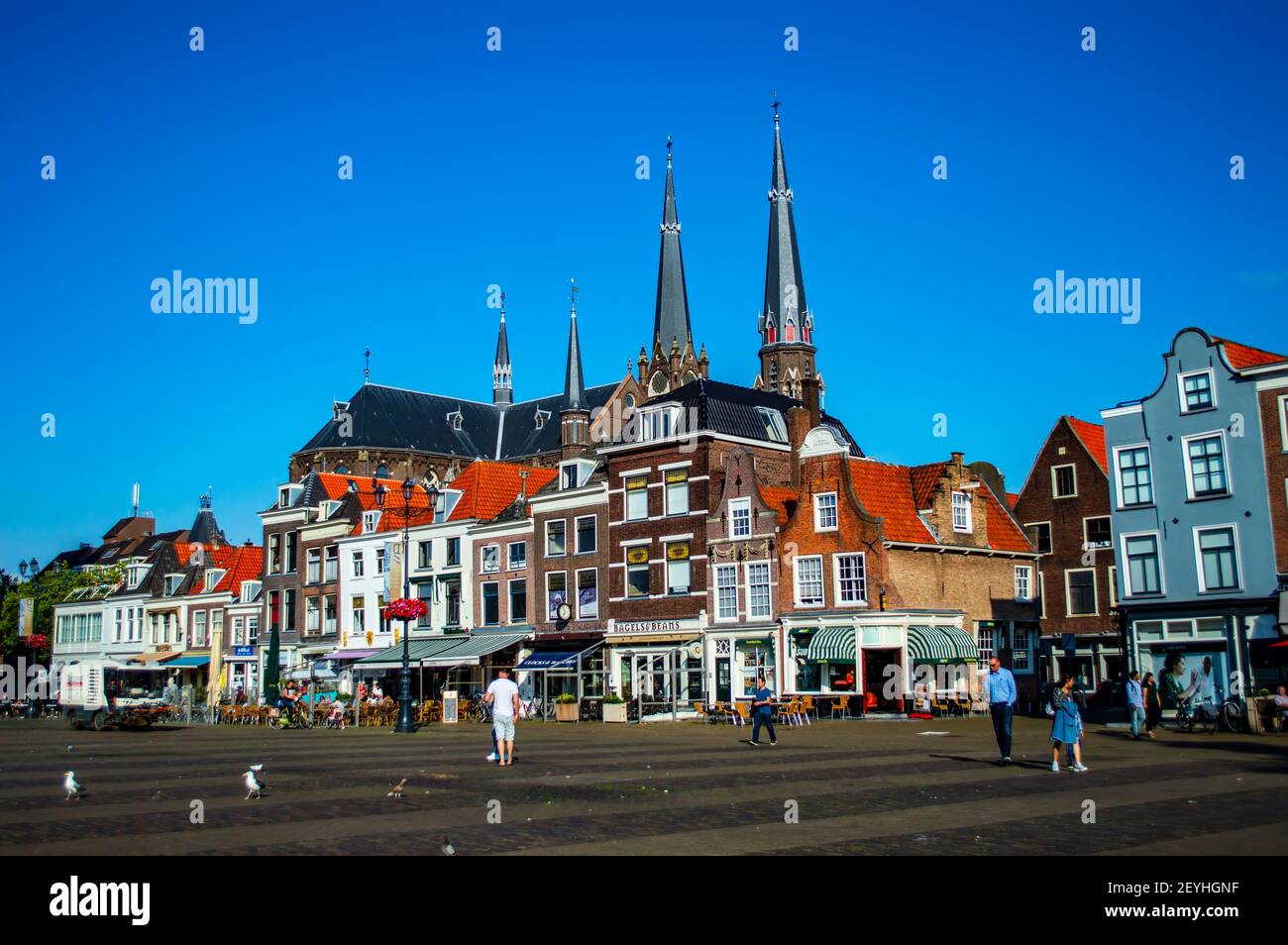 Delft, Netherlands - July 11, 2019: Markt square ('Market square') of ...
