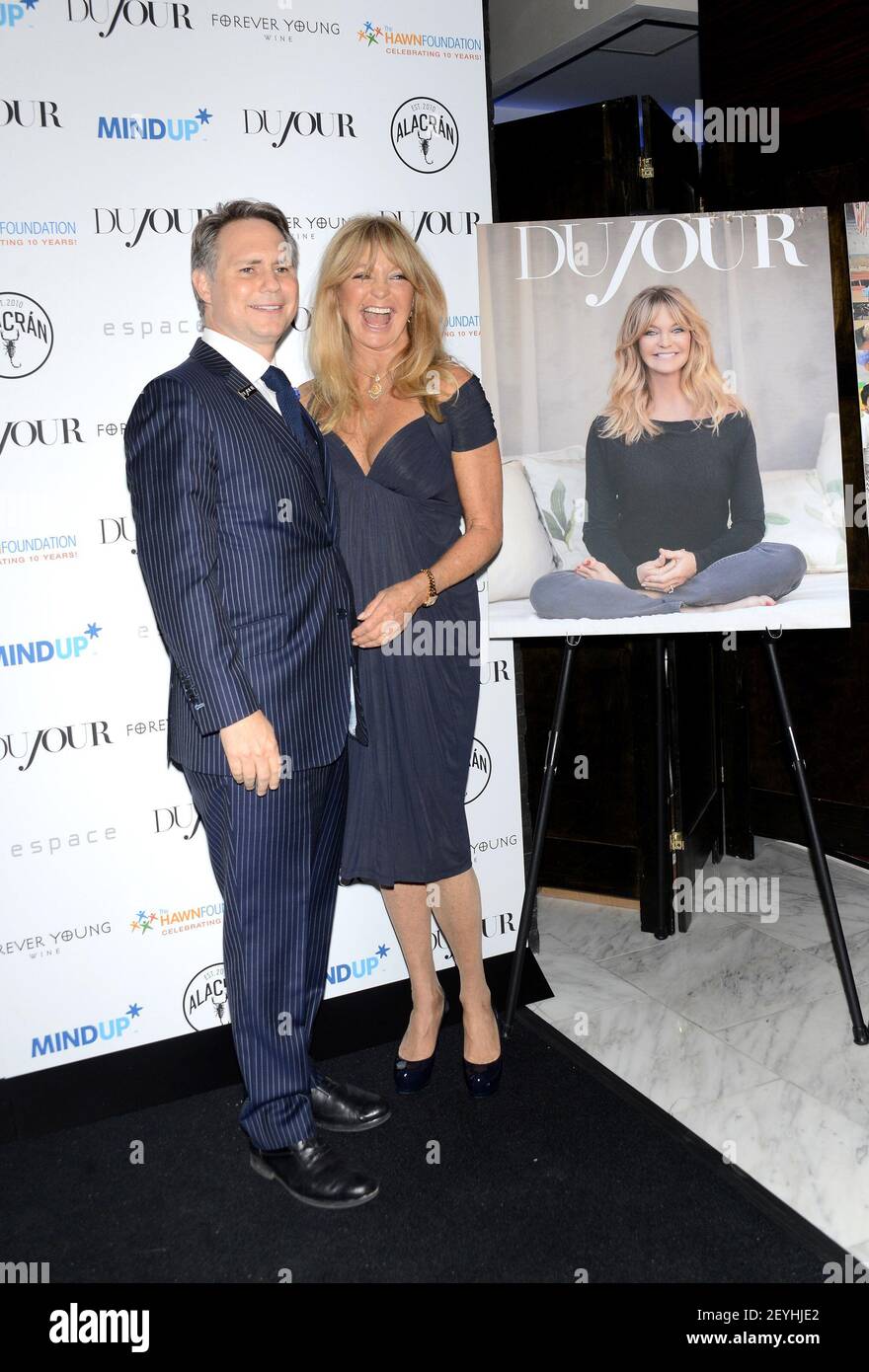 (L-R) Jason Binn and Goldie Hawn attend the celebration event for ...