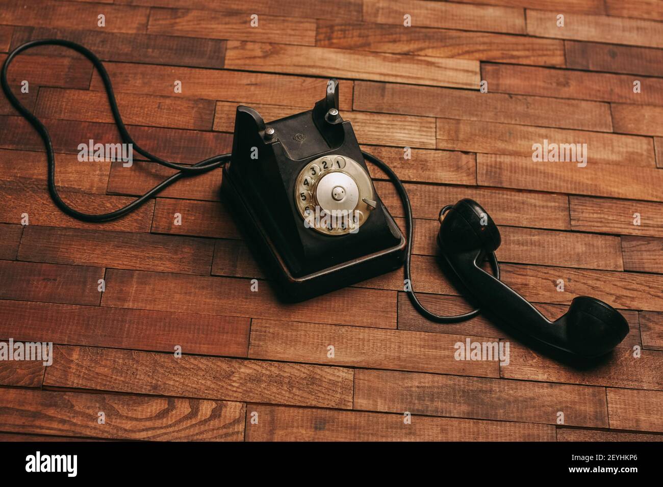 old retro telephone on chair technology antique classic style Stock ...