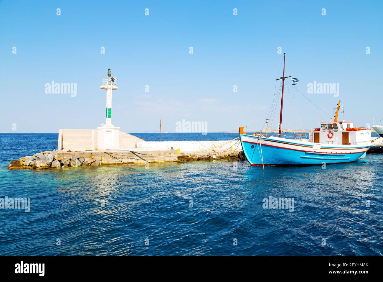 Lighthouse greece island in mediterranean Stock Photo - Alamy