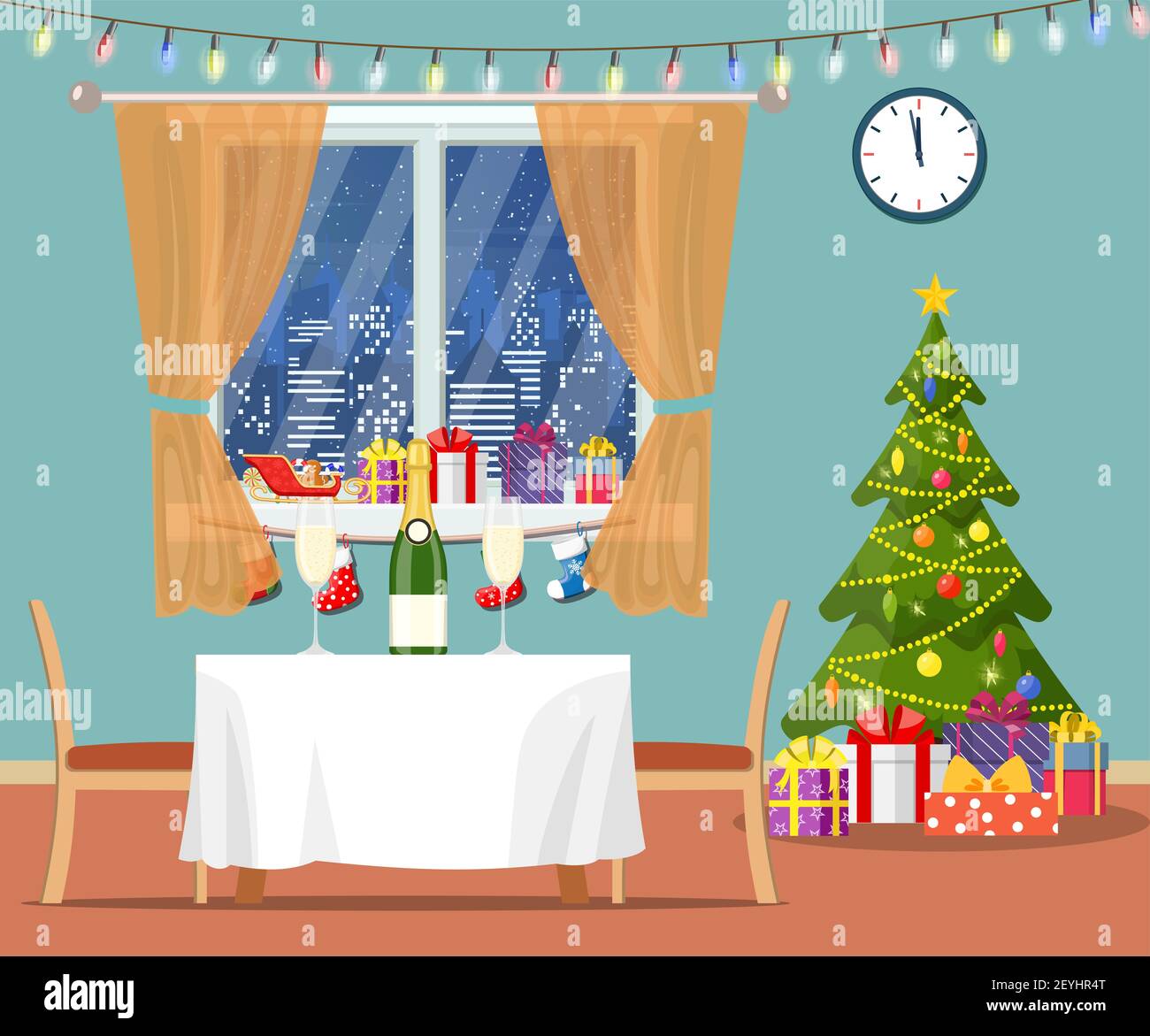 Living dining room vector Stock Vector Images - Alamy
